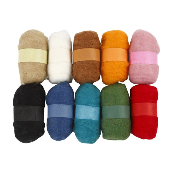 carded wool assorti wol voor naaldvilten/droogvilten 10 x 25 gram - Het ...